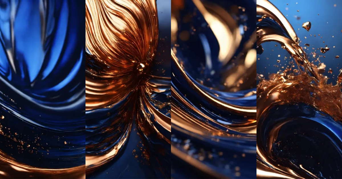 Lexica - Luxury water splash of dark blue, add shimmering copper ...