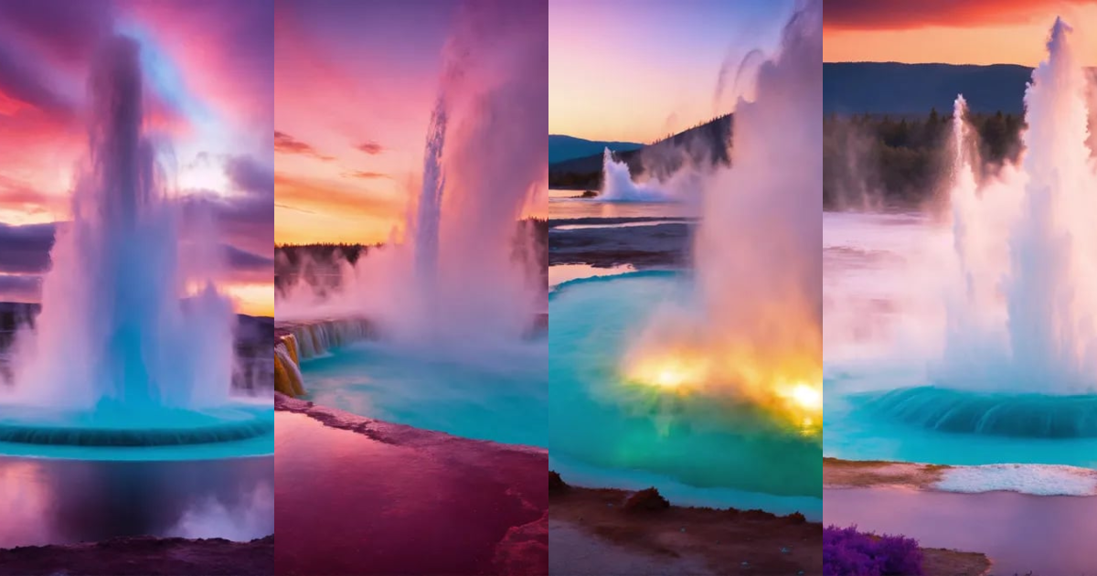 Lexica - Beautiful geyser shooting turquoise water in the air, deep ...