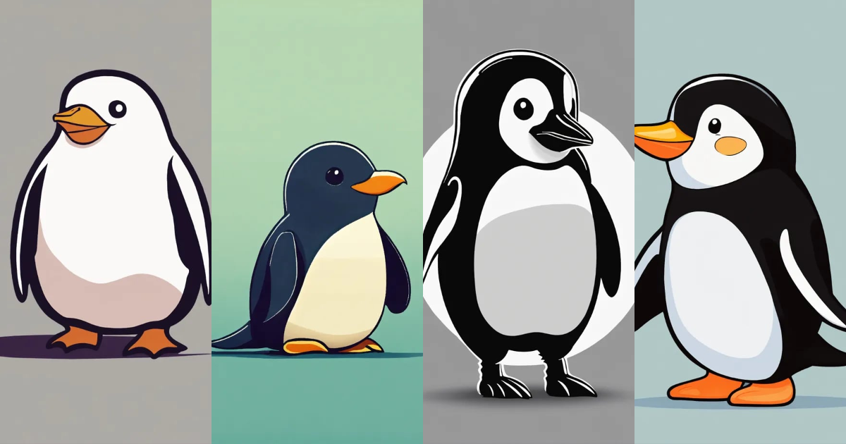 Lexica - A little cute penguin side view simple lines , cartoon 4k