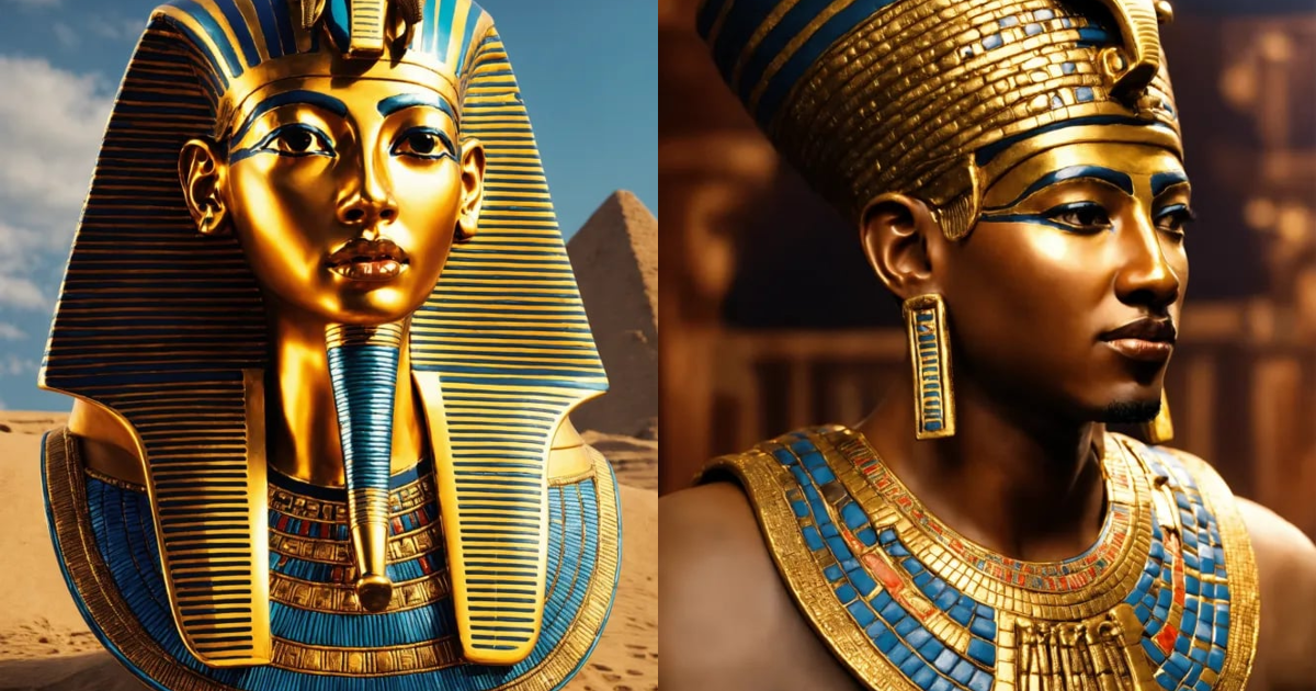 Lexica - Illustrate the bust of King Tut with a realistic African male ...