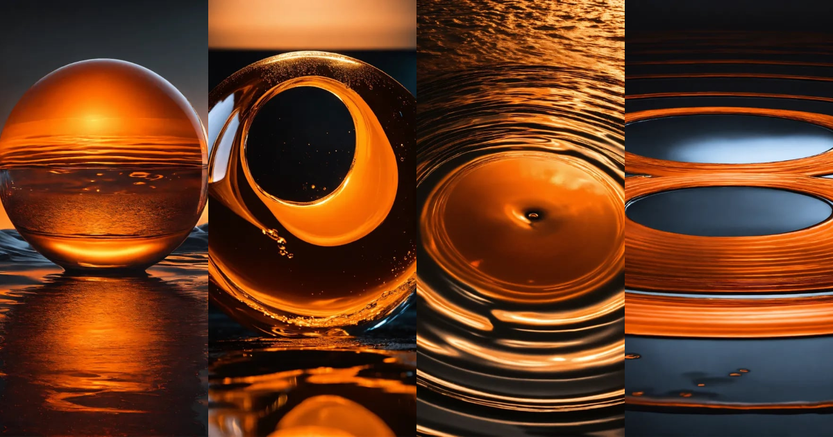 Lexica - Hyper realistic opaque orange circular metallic frozen water ...