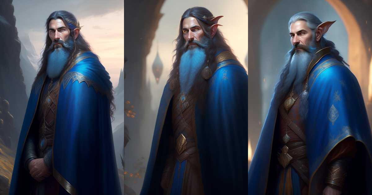 Lexica - Portrait of a middle aged elf with a long beard, dressed in a ...