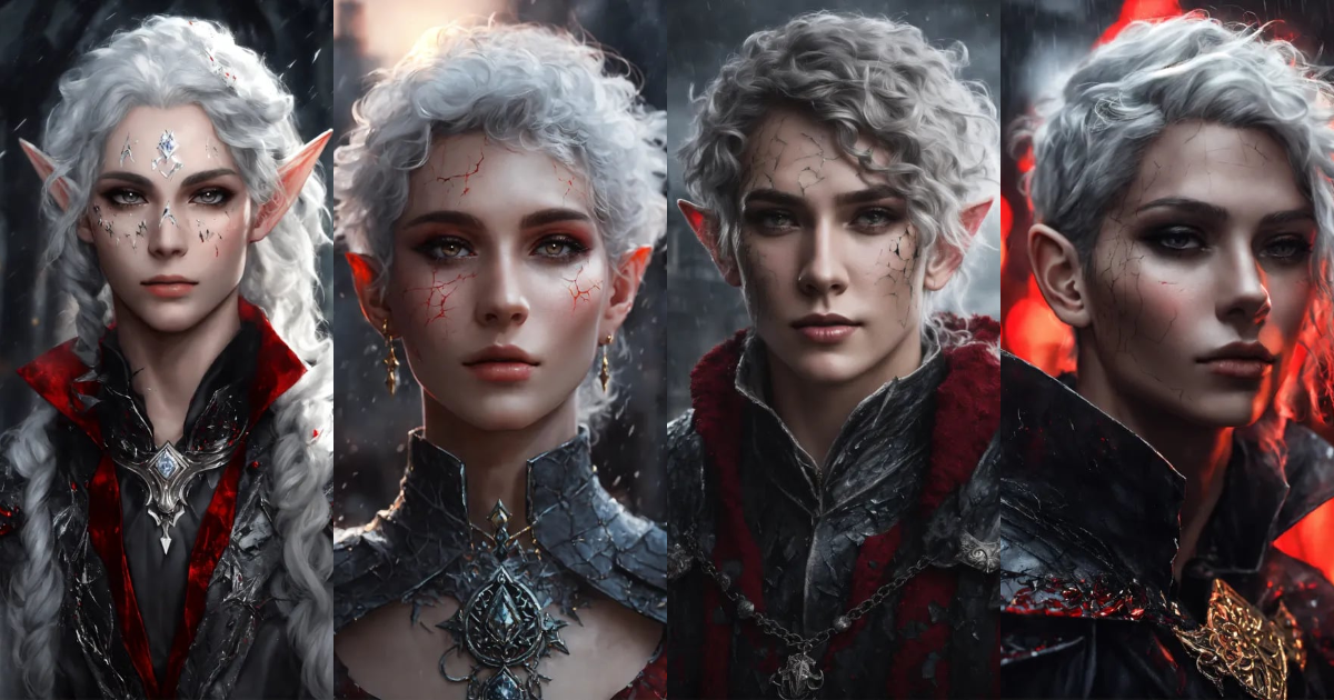 Lexica - Fantasy portrait of a ash-grey skinned elf, androgynous ...