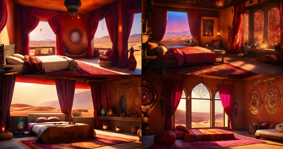 Lexica - Concept art of a large desert home bedroom, jakku, desert, hut ...