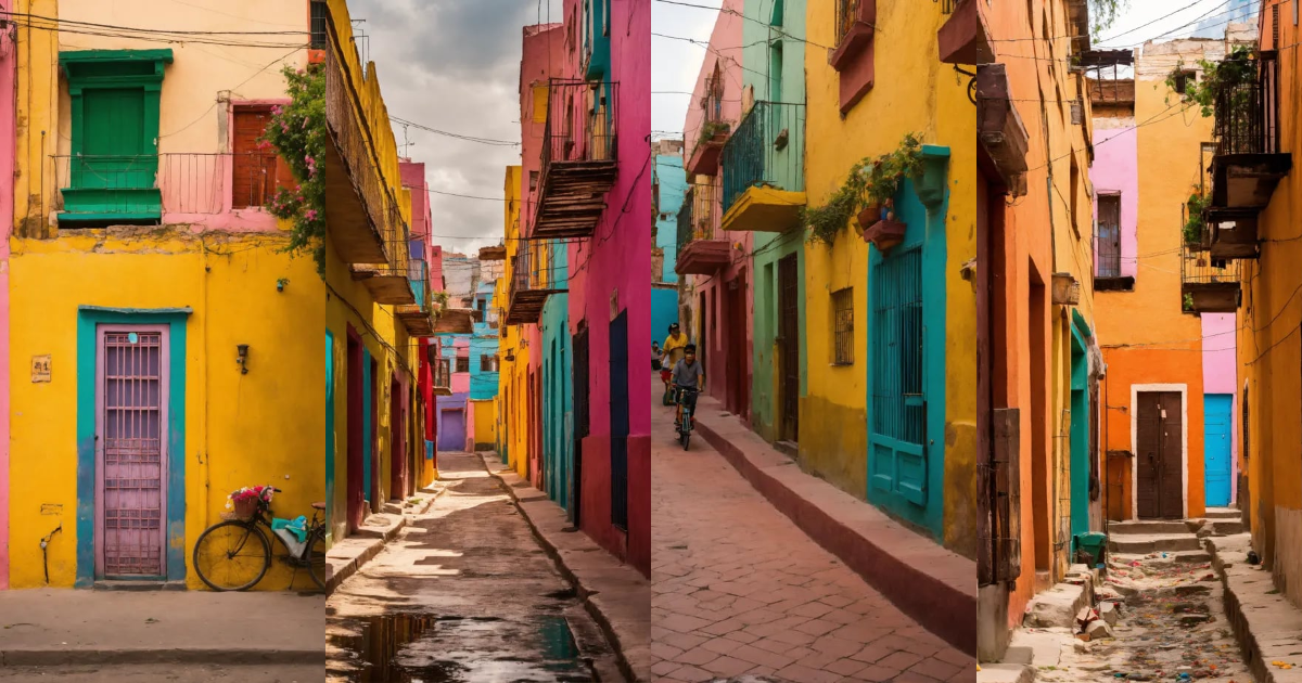 Lexica - Un barrio de mexico en decadencia en tonos pasteles