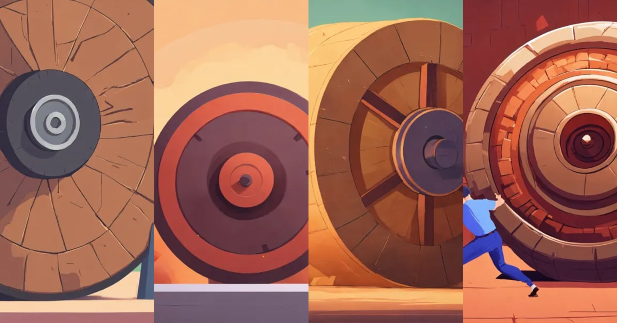 Lexica - Create an illustration featuring a massive wheel, resembling a ...