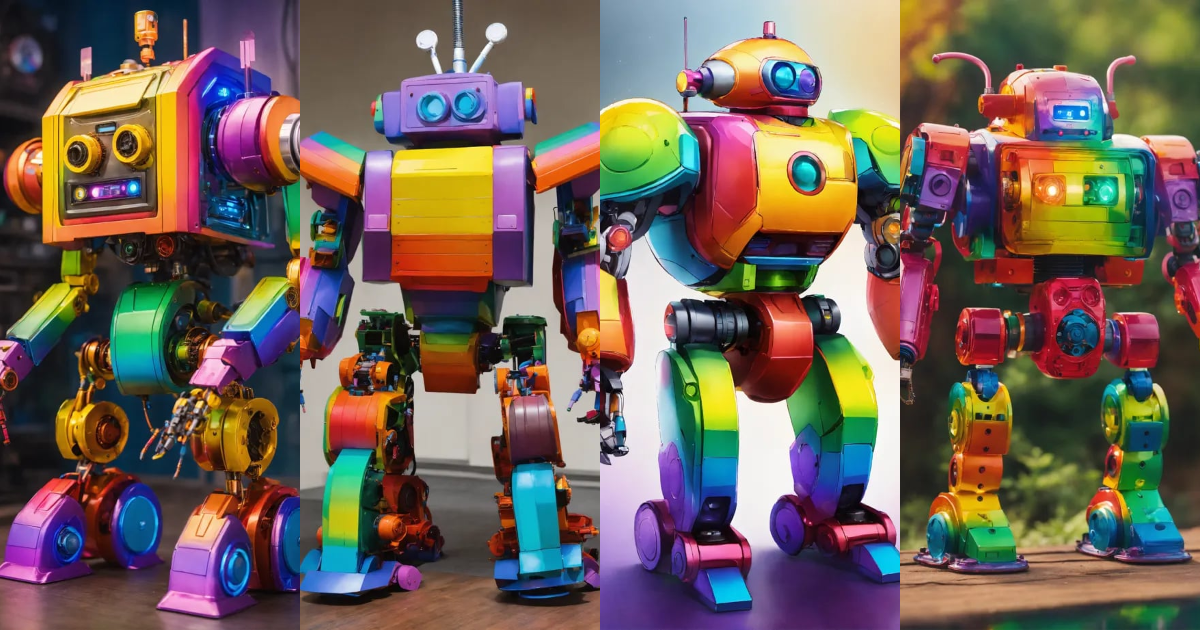 Lexica - Rainbow colored magnatile robot