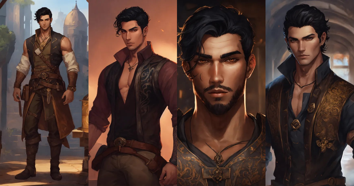 Lexica - A tall and broad man with short, jet-black hair that frames a ...