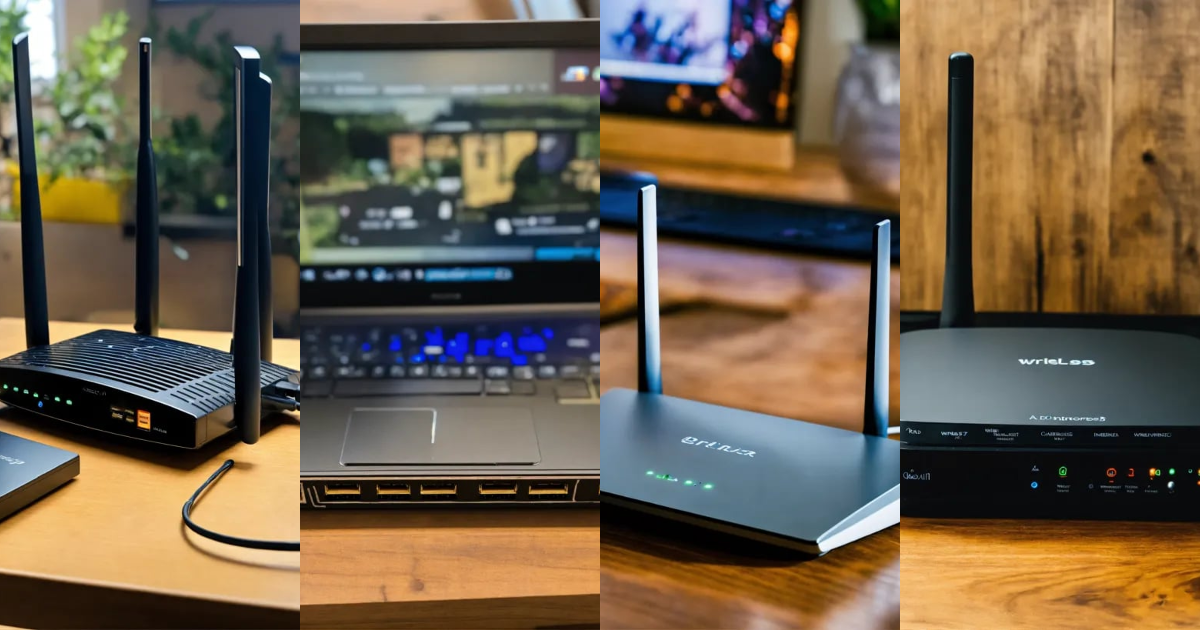 Lexica - A photo of a wireless router. The router is connected to a ...