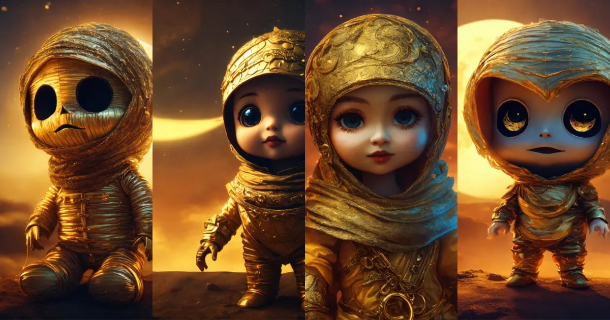 Lexica - Moonlit portrait of Cute Mummy Chibi humanoid Monster a ...