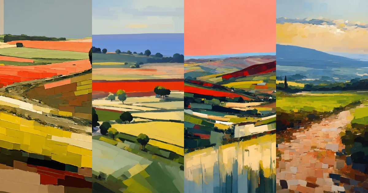 Lexica - La colline, paysage, oil painting, transparent, in style ...