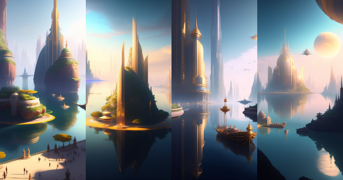 Lexica - A central floating island city with many other floating ...