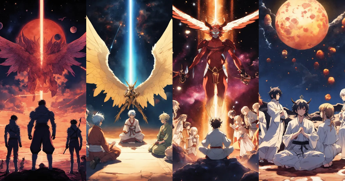 Lexica - Demonios en una celda, grupo de ángeles peleando contra ellos ...