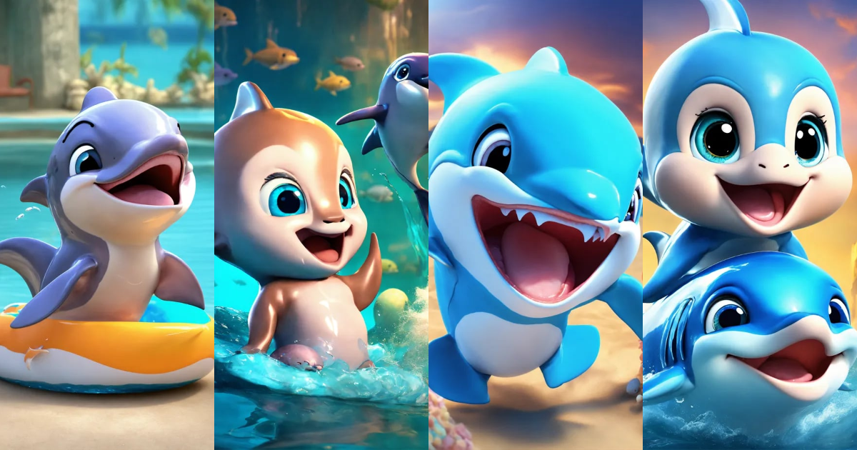 Lexica - Hero, dolphin baby, cartoon, 3d, cute scream,
