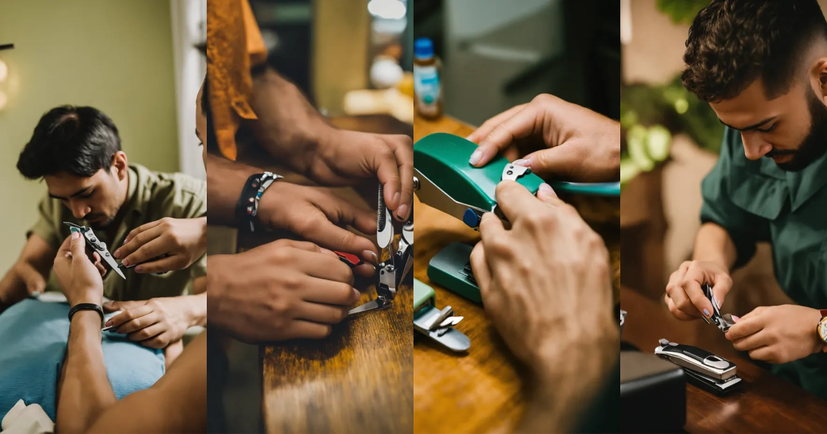 Lexica - Man getting his nails cut and trimmed by a nail clipper