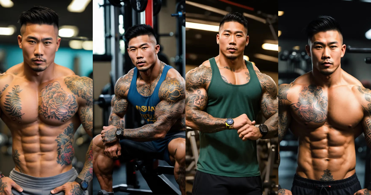 Lexica - I am a tattooed Asian men athlete bodybuilder called Justine ...
