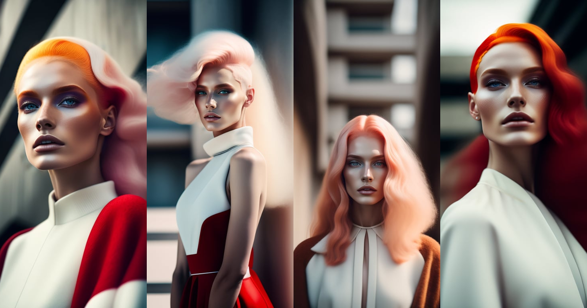 Lexica - Portrait of haute couture beautiful albino fashion model with ...