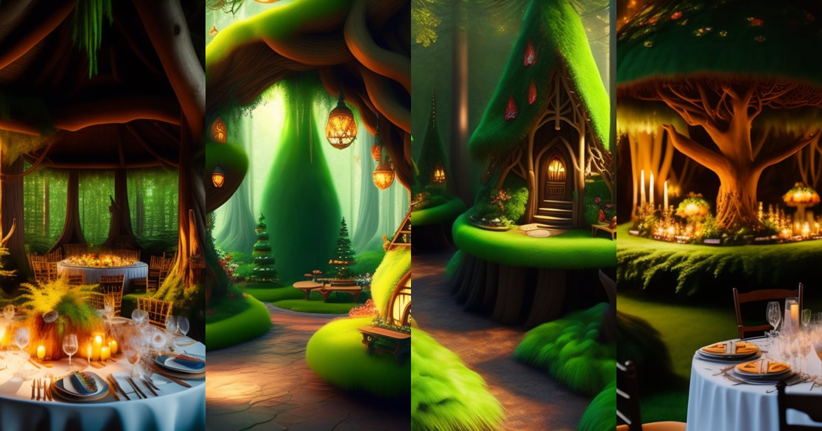 Lexica - A "fantasy forest" theme, complete with lush greenery, wooden ...