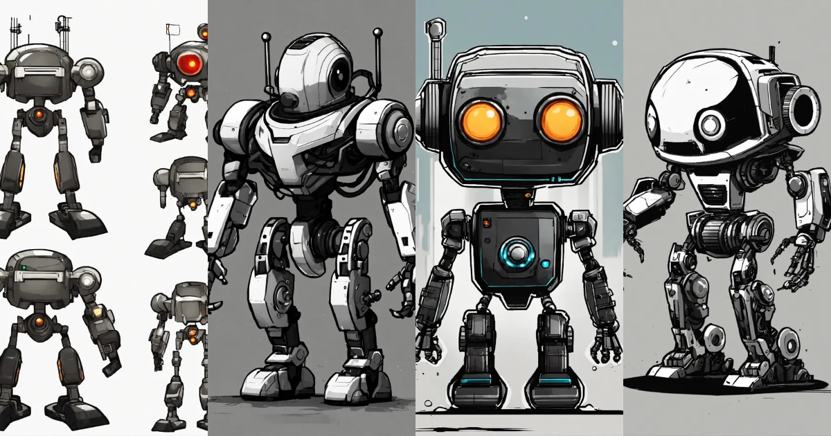 Lexica - Stickman robot enemy, black and white colors, comic theme, big ...