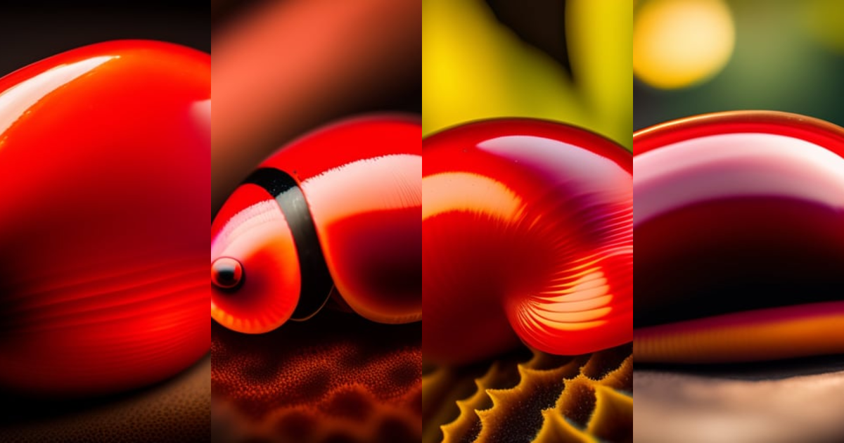 Lexica - A photograph of a glossy red snail with huge black eyes ...