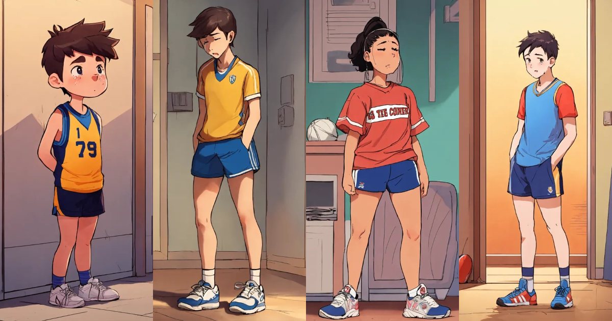 Lexica 18 Standing In The Corner Sports Top Cartoon Crying Shorts