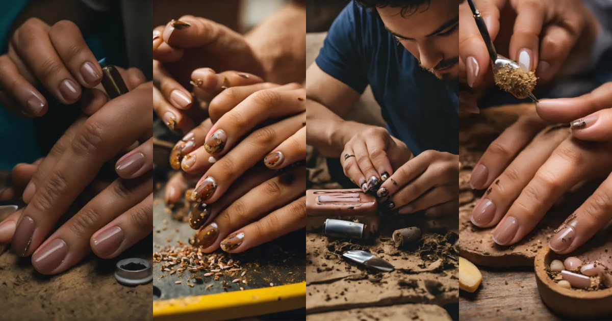 Lexica - A man’s giving his dirty nails a manicure