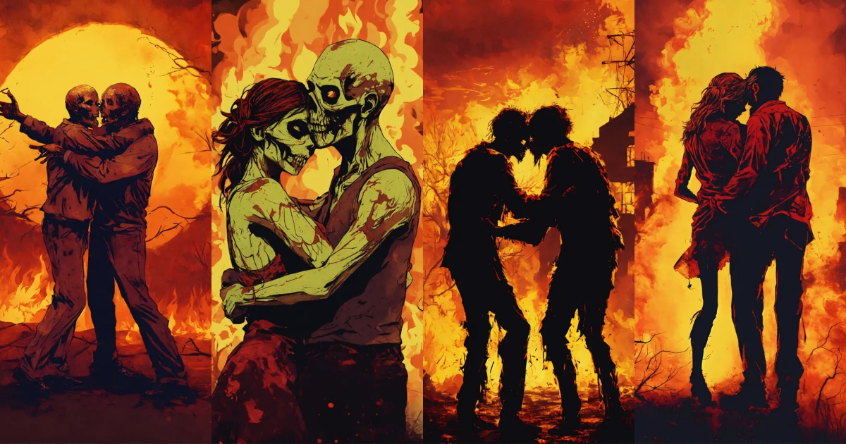 Lexica - 2 zombies hugging each other, high resolution, grunge, vector ...