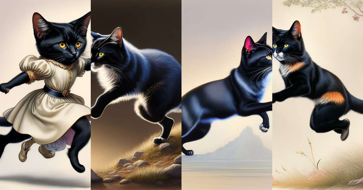 Lexica - White background, black cat, pouncing, coloured pencil drawing ...