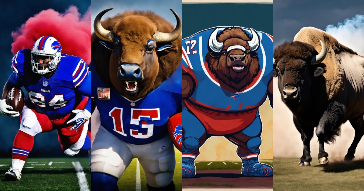 Lexica - Cartioniah Big buffalo wearing buffalo bills uniform holding a ...