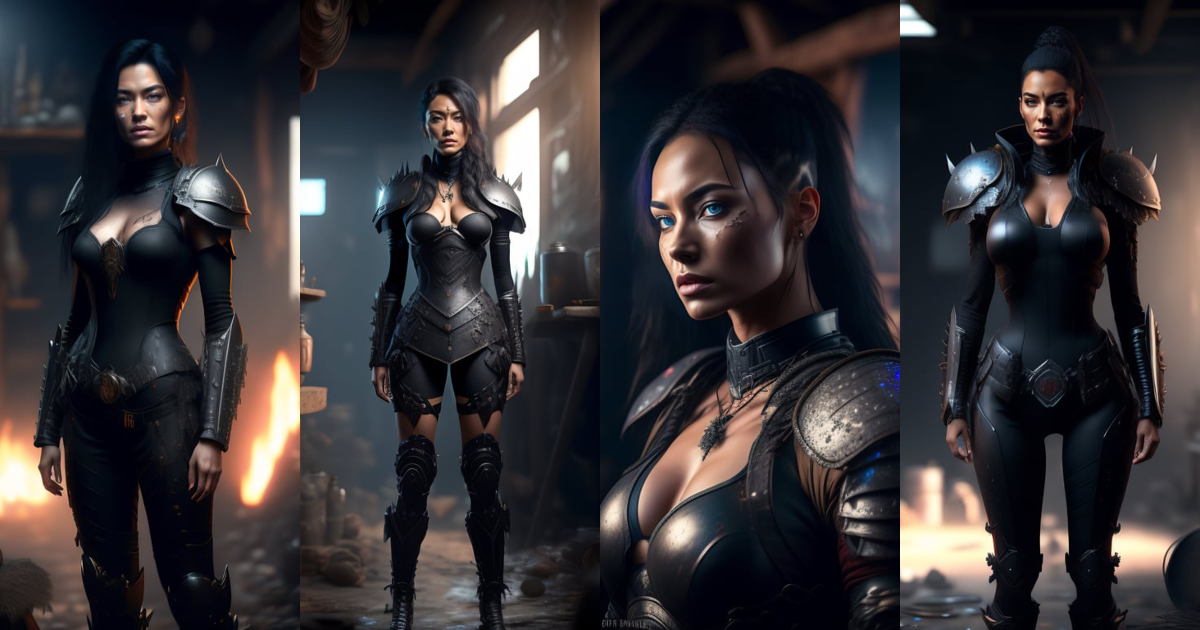 Lexica - Dark and gloomy full body 8k unity render, female cyborg, black yonder hair, wearing ...