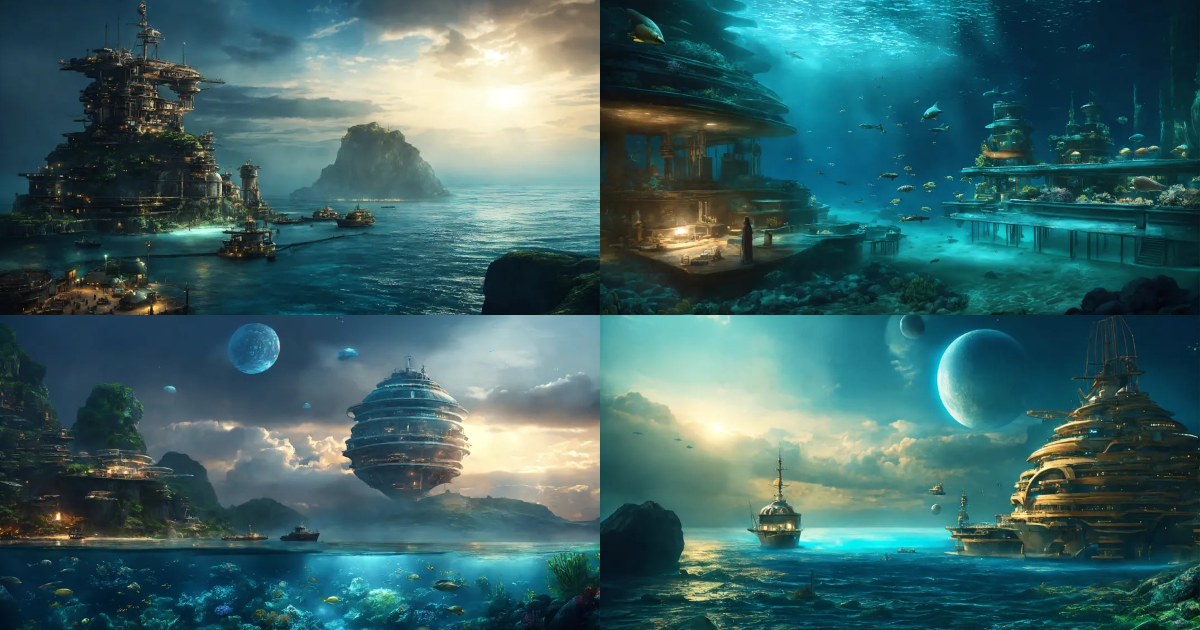 Lexica - Mysterious deep-sea civilization photorealistic rendering