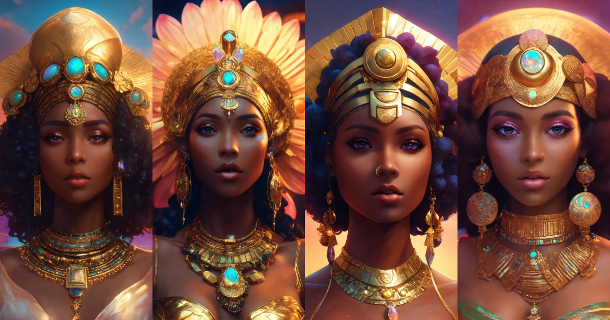 Lexica - Cleopatra, dark skin, royal headress, pretty, royalty, Cute ...