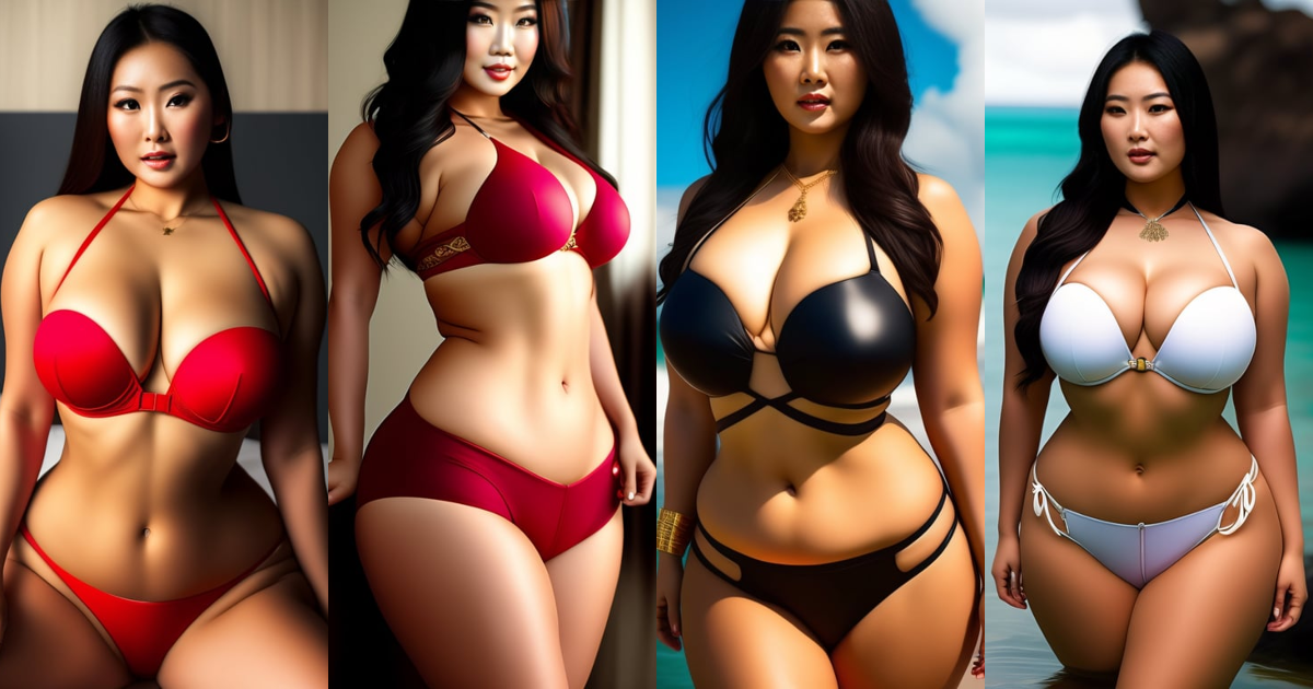 Lexica - Thick Beautiful asian woman wearing Slingshot-bikini, Wide hips, mommy