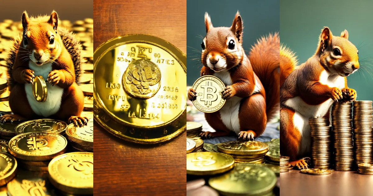 Lexica - Squirrel investor dollars coins shares. 3d