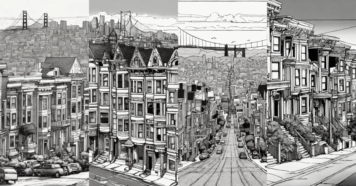 Lexica - Beautiful San Francisco, illustrated by hedge, style of tin tin comics, pen and ink ...