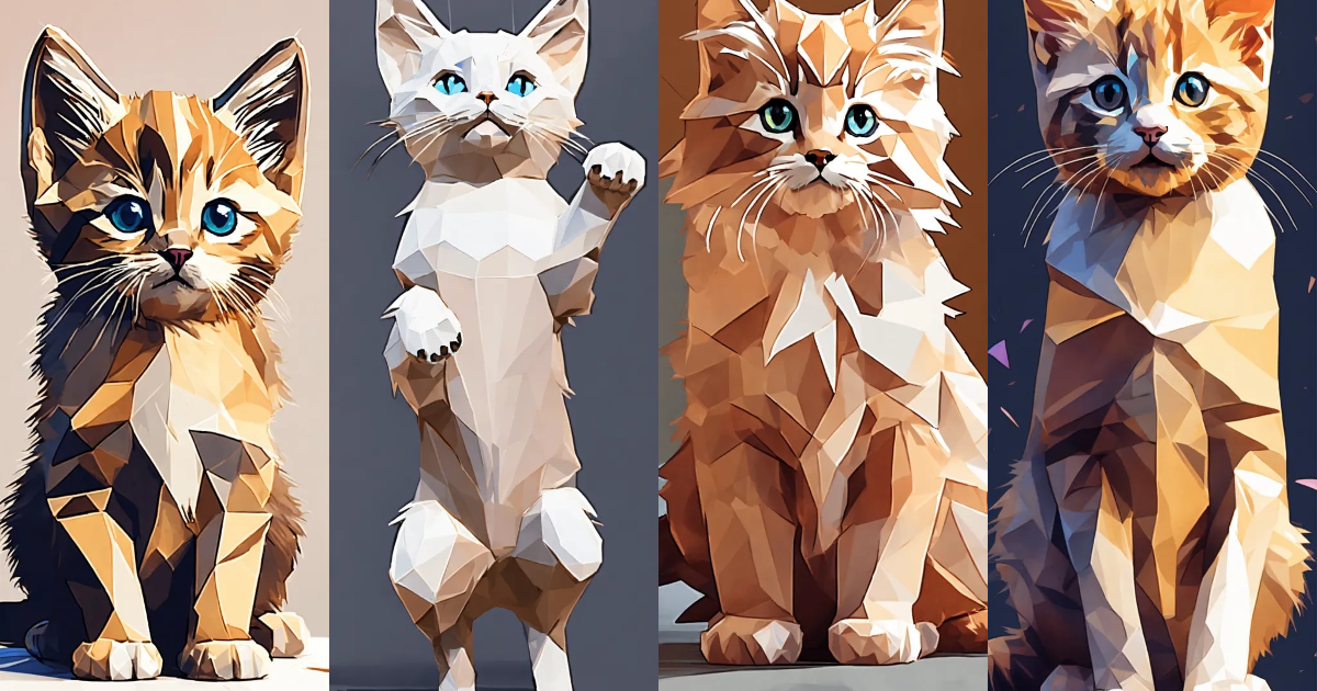 Lexica - Low poly quill art no color line drawing of a kitten with one ...