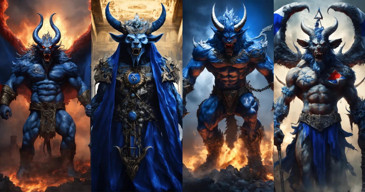 Lexica - Evil demonic Israel demon with an Israeli flag beast with an ...