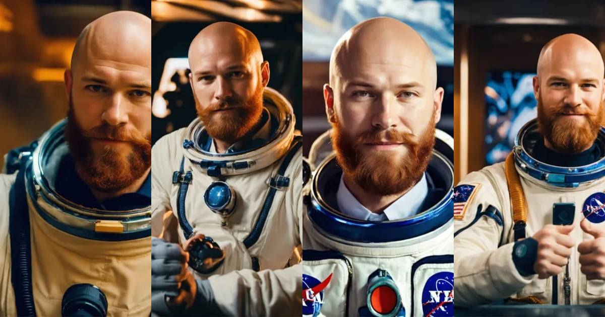 Lexica - Averege man with ginger beard and hair in astronaut suit ...