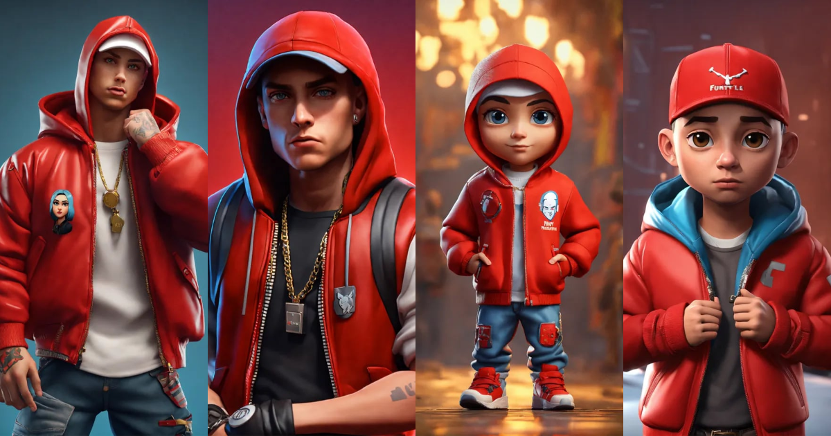 Lexica - Cartoon realistic Eminem rapper in red jacket, adult, disney ...