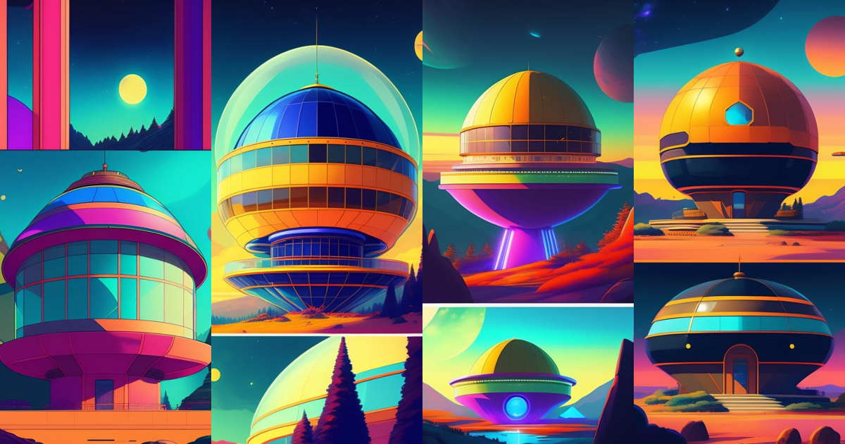Lexica - Futuristic observatory, with a large, dome-shaped window that ...