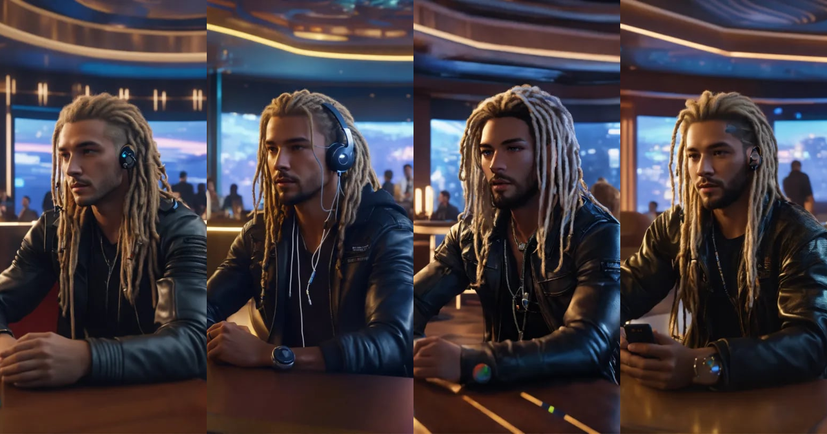 Lexica - Zoom out on a scruffy blonde dreadlock male rockstar wearing ...