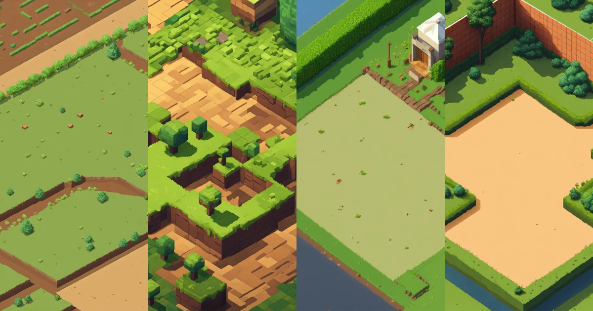 Lexica - Simple pixel 2d flat empty plain dirt grassy landscape from ...