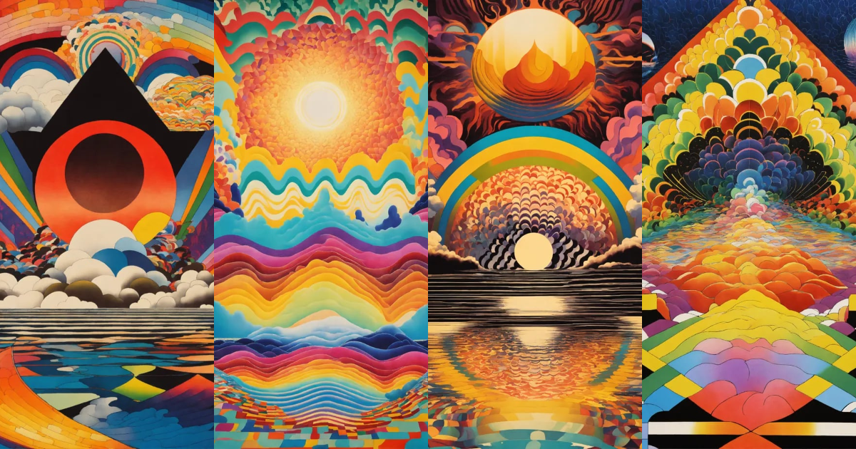 Lexica - Japanese vintage poster, mind bending distortions , rainbow ...