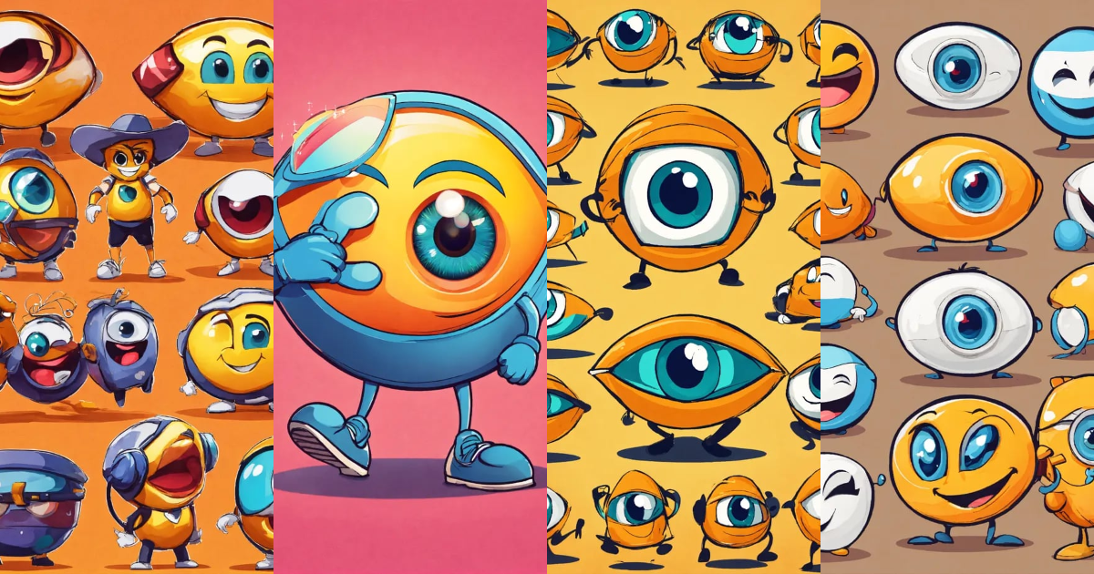 Lexica - An eye shape mascot with hands, legs and smily face, mascot ...