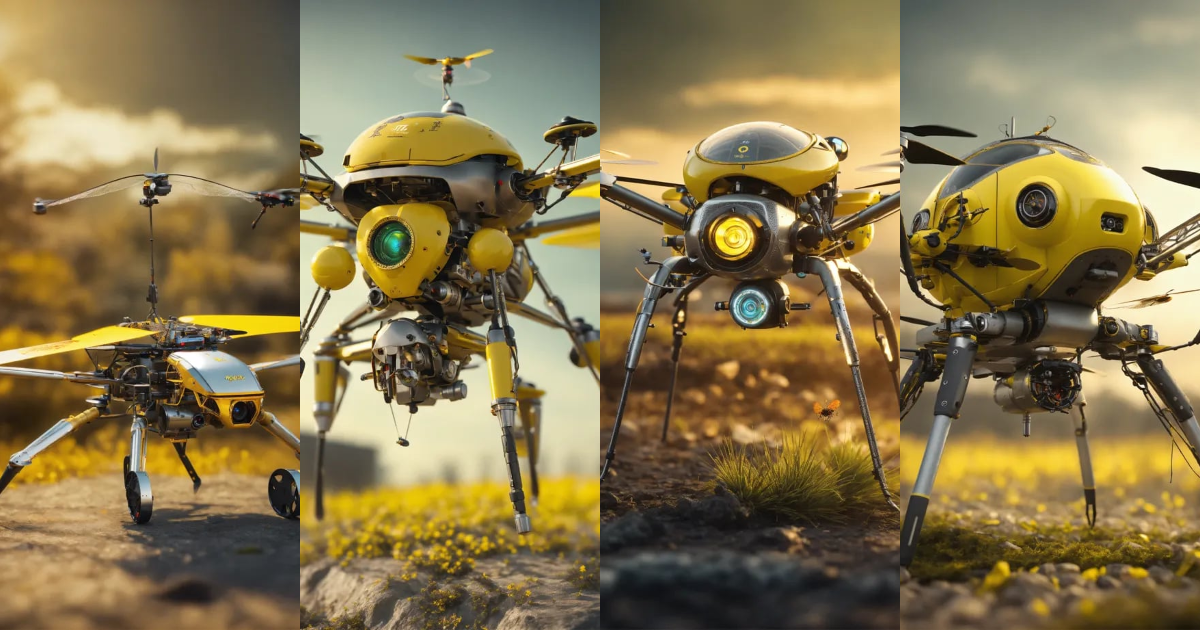 Lexica - Rigged flying mechanical insect drone, in the style of ...