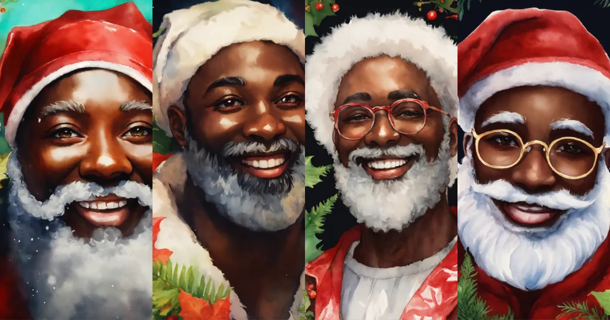 Lexica - Deep complexion laughing and jolly Black Santa Zaddy. Bright ...