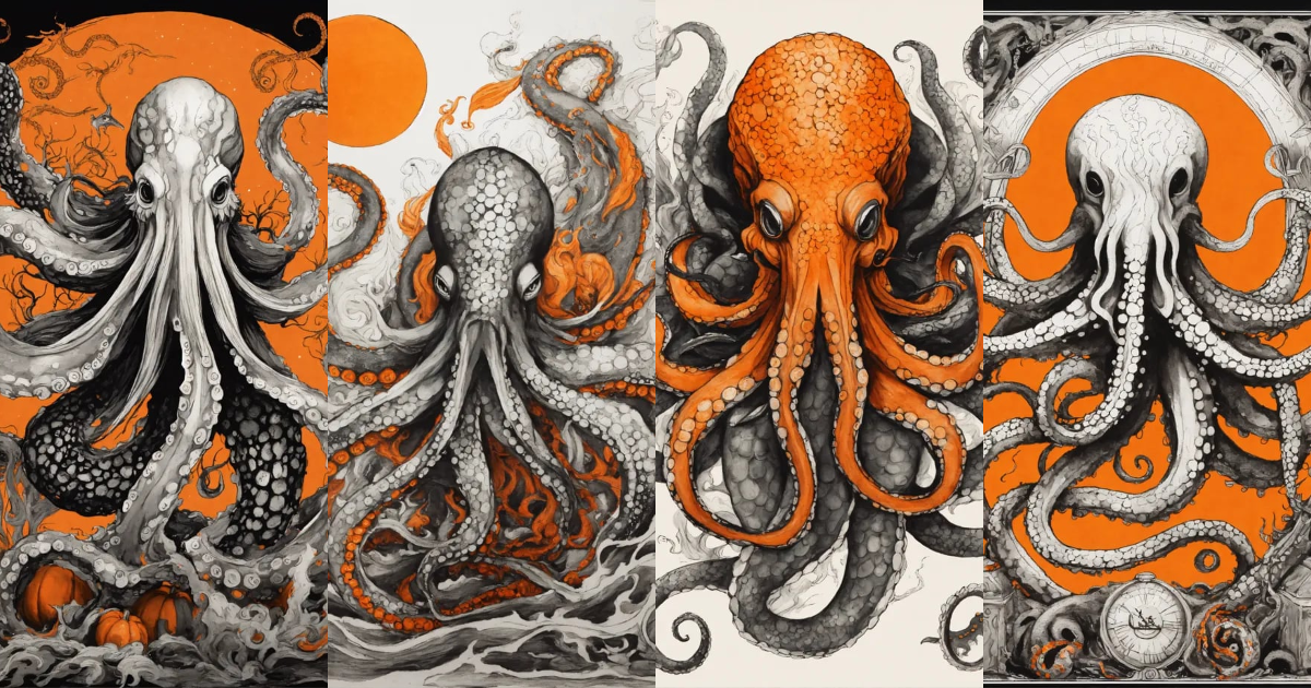 Lexica - INK DRAWING MYSTICAL and magical Kraken in black and white ...