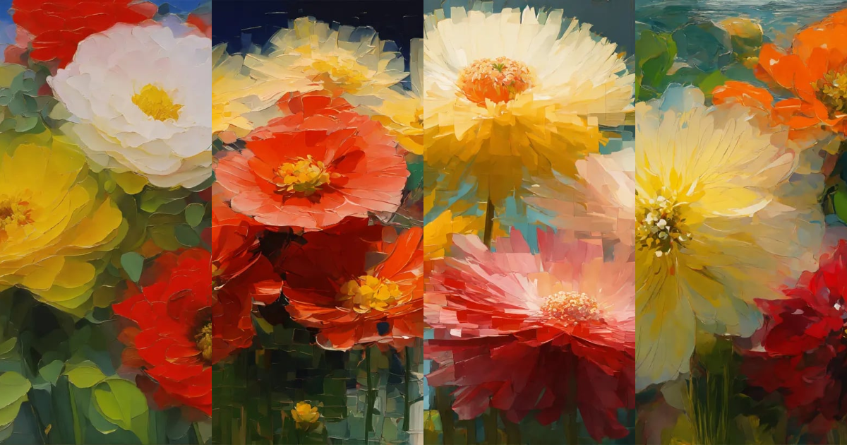Lexica - Flowers, oil painting, transparent, in style, generative art ...