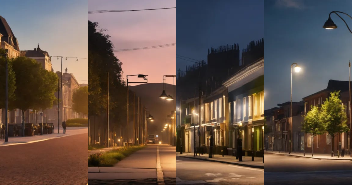 Lexica - Show various types of light poles, including streetlights and ...