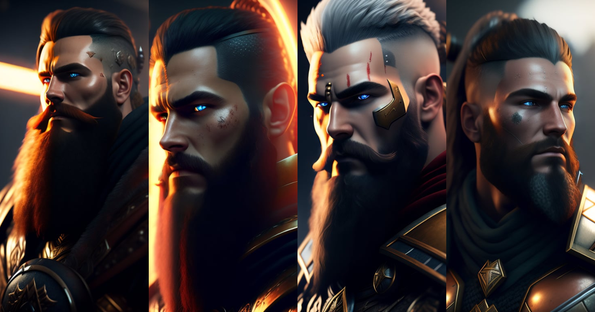 Lexica - Sci-Fi brave viking, scars on his face, with war hammer, with ...